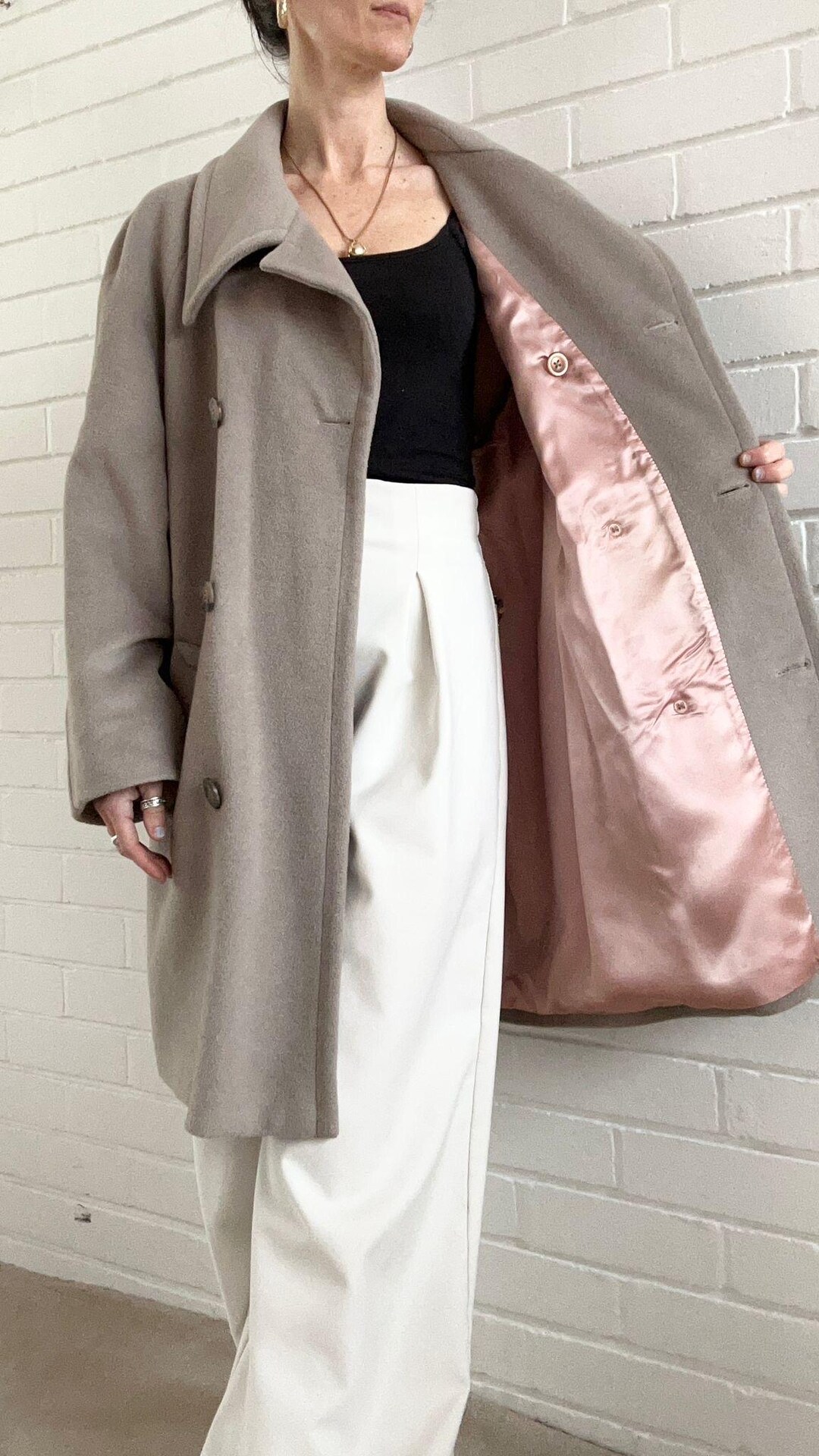 Vintage Wool Cashmere Angora Coat: Double Breasted, UK Size 16 ...