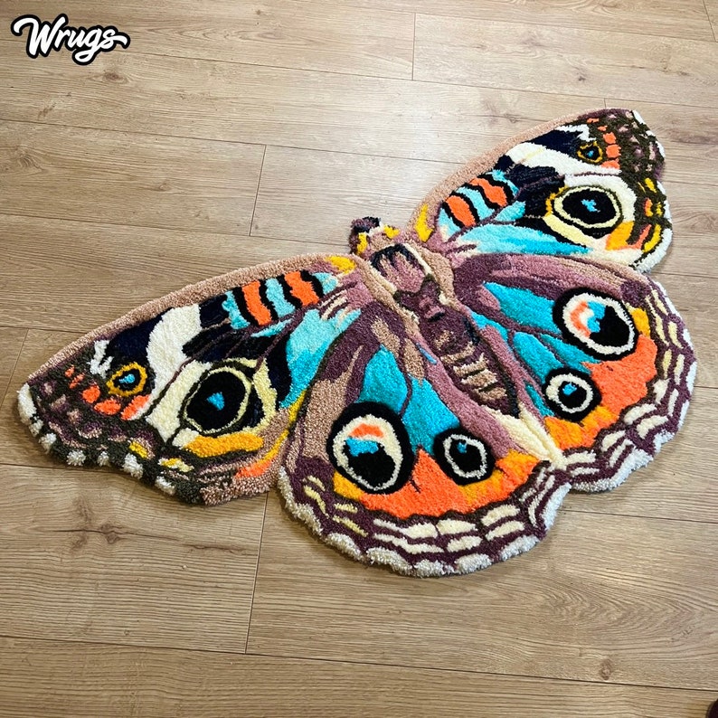 Tufted Butterfly Rug Custom Butterfly Rug Blue Common - Etsy