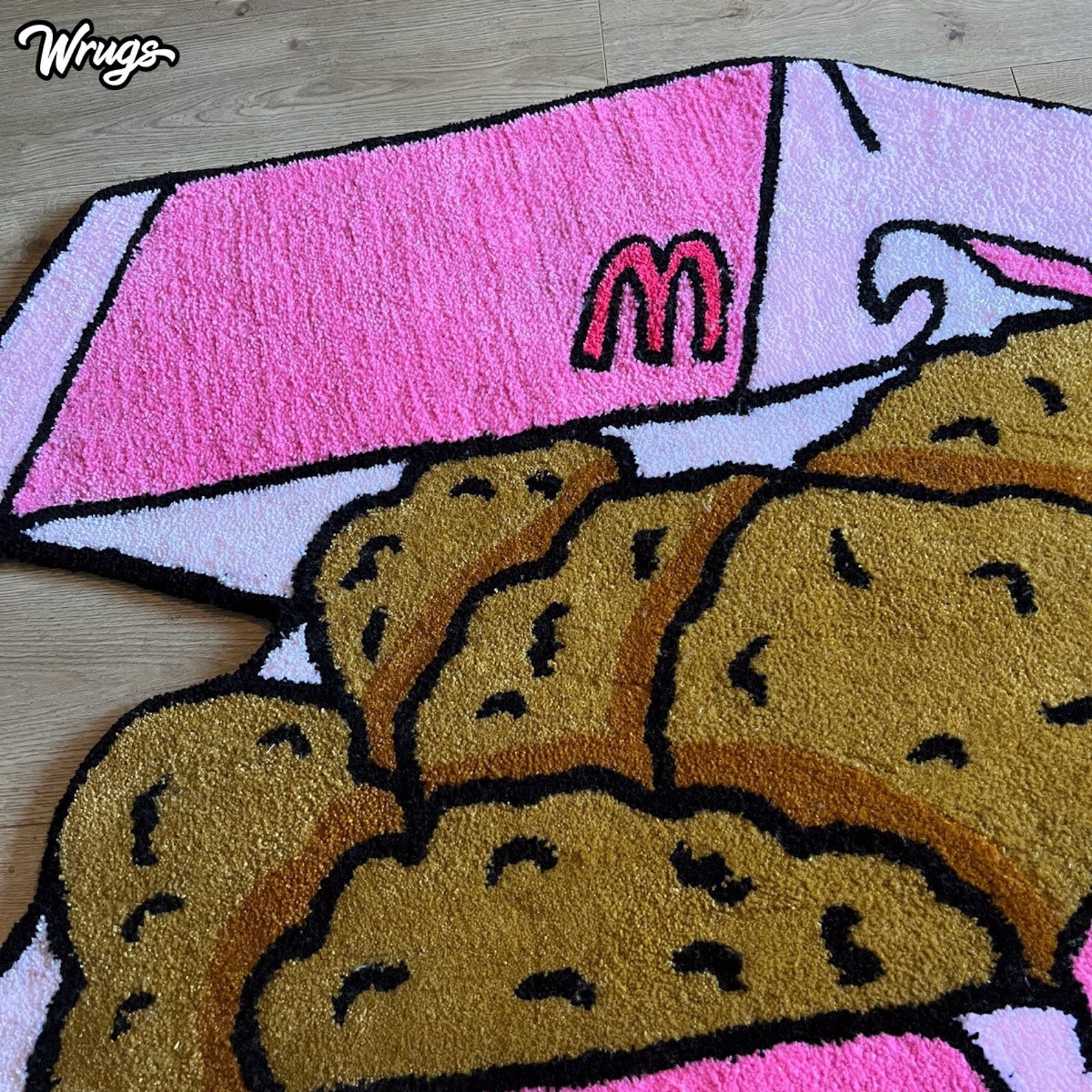 Pink Nuggies Rug | Chicken Nugget Tufted Rug | Handmade Pink Rug | Cool ...