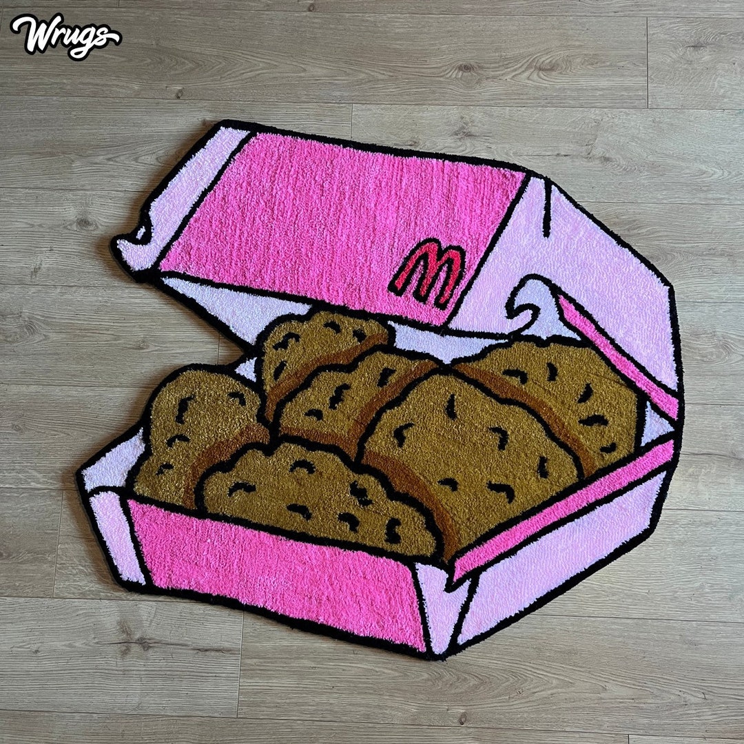 Pink Nuggies Rug | Chicken Nugget Tufted Rug | Handmade Pink Rug | Cool ...