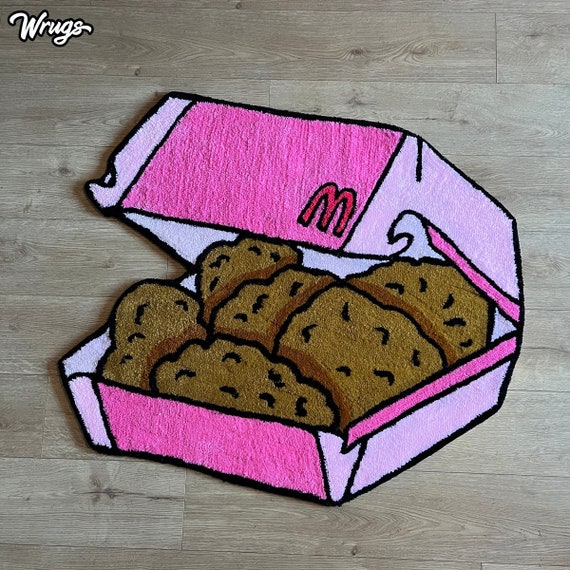 Pink Nuggies Rug Chicken Nugget Tufted Rug Handmade Pink | Etsy