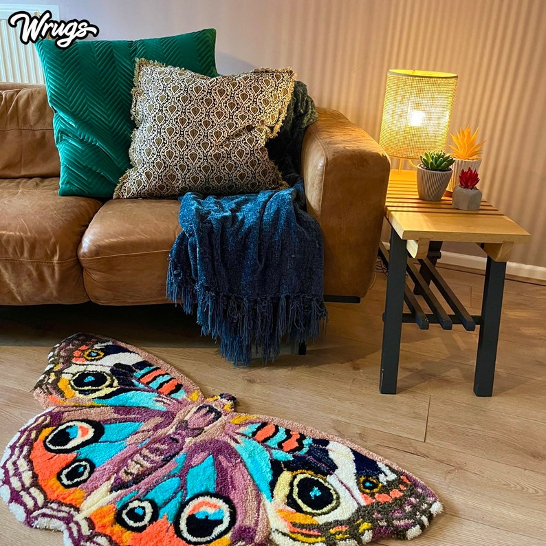 Tufted Butterfly Rug Custom Butterfly Rug Blue Common - Etsy