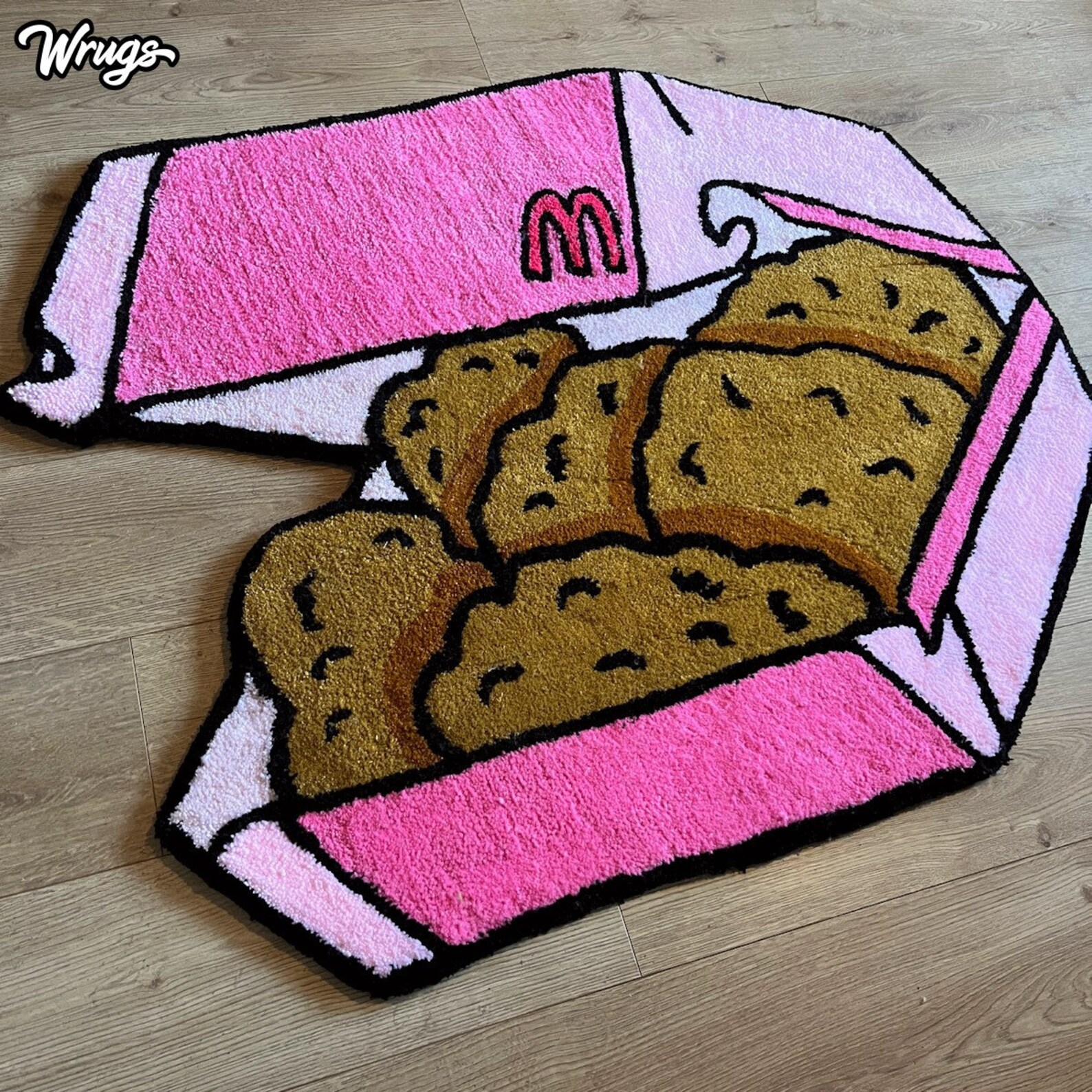 Pink Nuggies Rug | Chicken Nugget Tufted Rug | Handmade Pink Rug | Cool ...