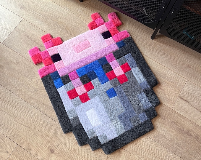Axolotl Rug Gaming Rug Custom Rug Kids Rug Quirky Home Decor Handmade ...