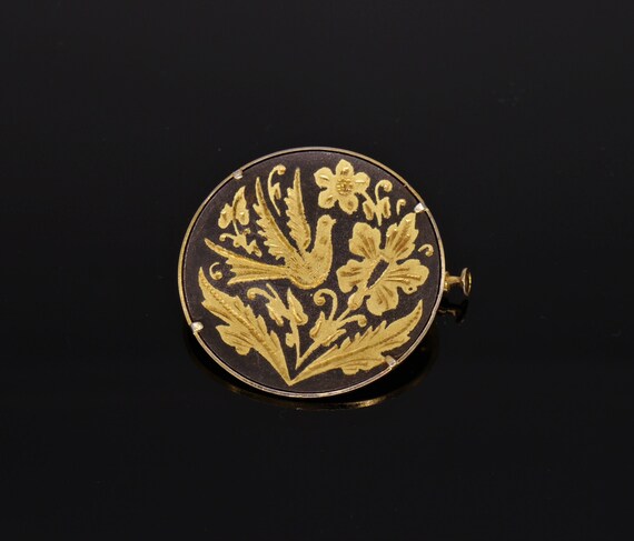 Vintage 1950s-1970s Round Concave Shield Damascene Br… - Gem