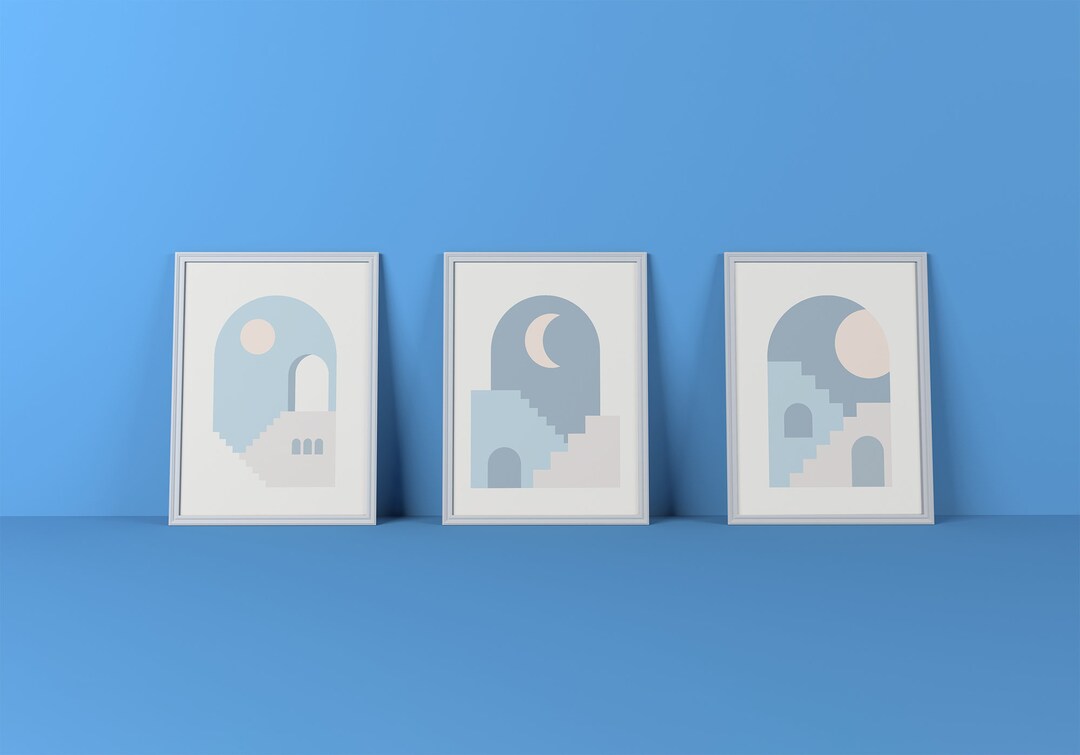 Vivid Blue Architecture Abstract Art - Etsy