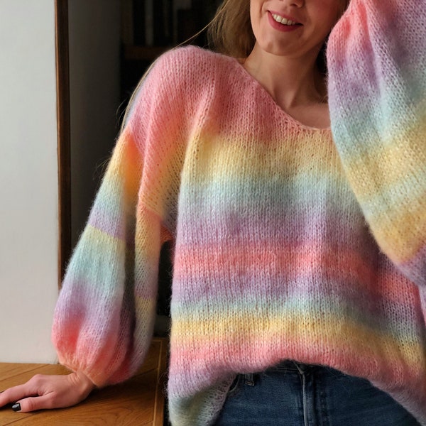 Rainbow Sweater - Etsy