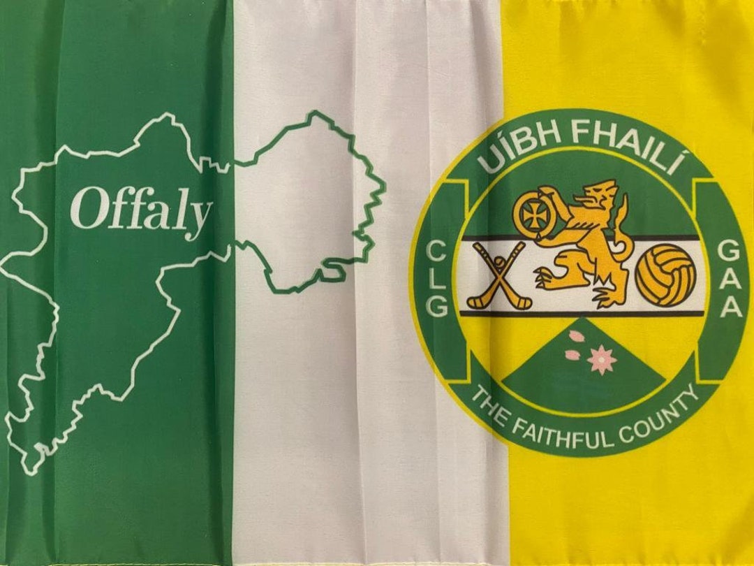 Official GAA All Ireland County OFFALY Large Tricolour Map Design Flag ...