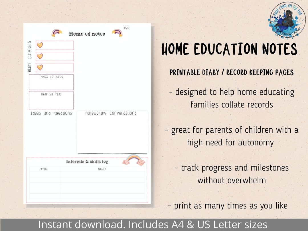 Daily/weekly Home Education Printable Planner / Record Page | Instant ...