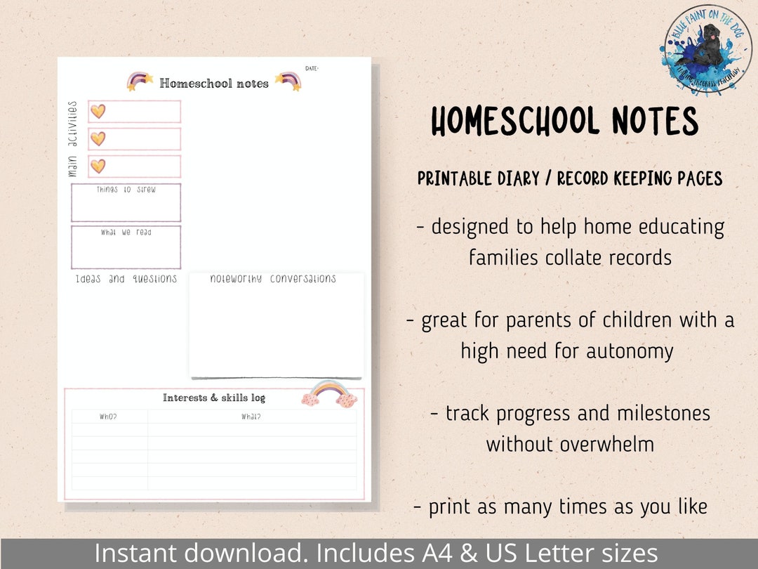 Daily/weekly Printable Homeschool Planner / Record Page | Instant ...