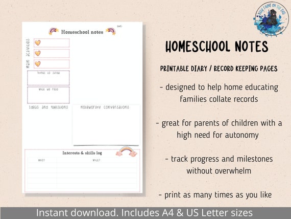 Daily/weekly Printable Homeschool Planner / Record Page - Etsy