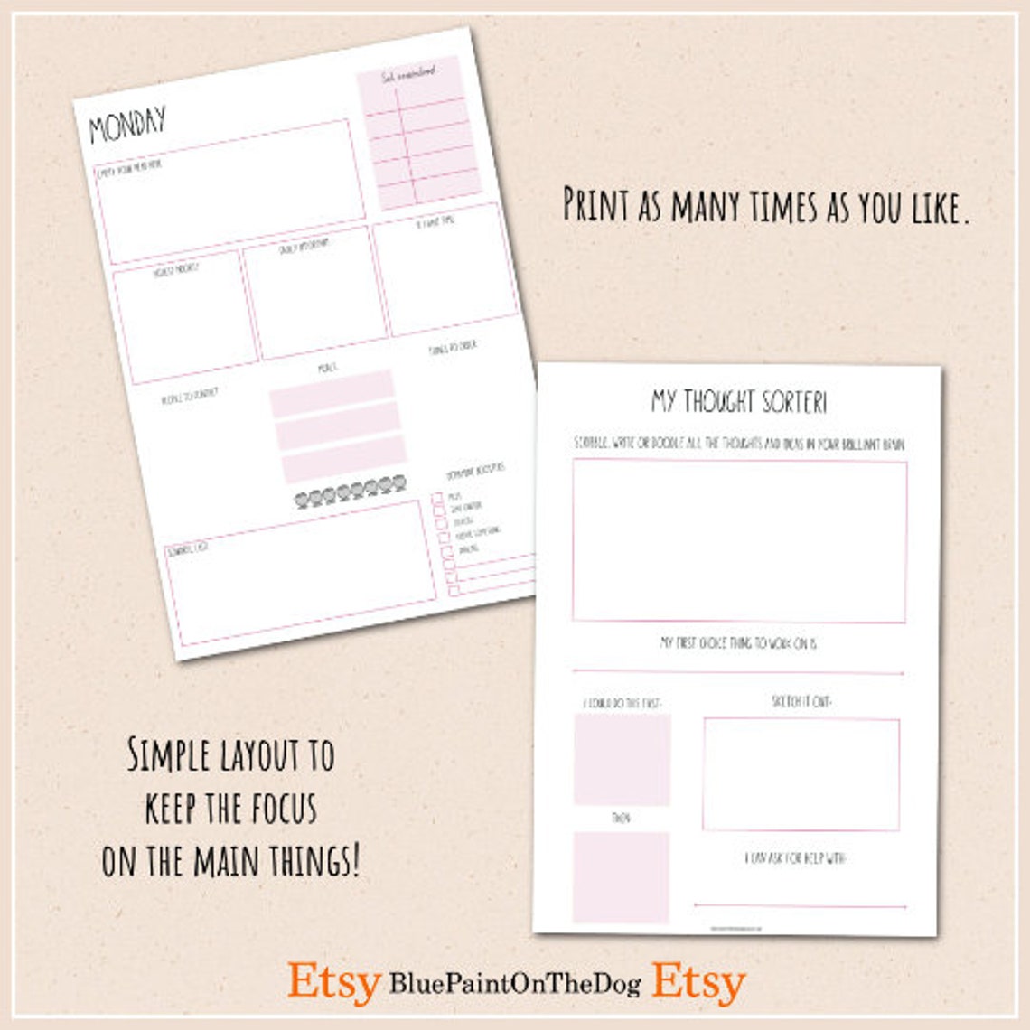 Printable ADHD Daily Planner Page Bundle Digital Download | Etsy