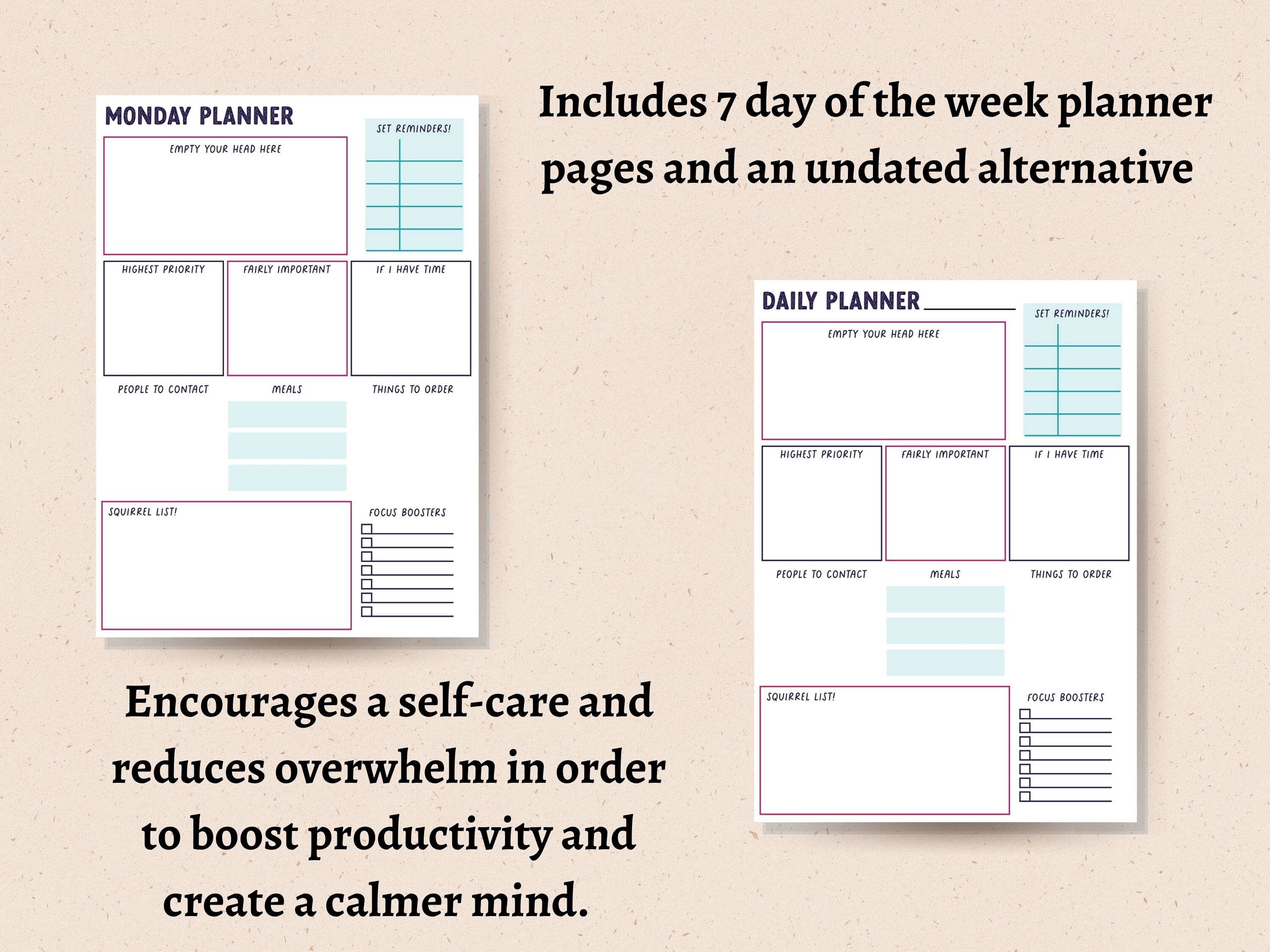Adult ADHD Planner Minimalist Daily Plan to Do List - Etsy