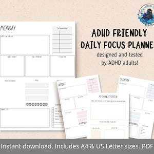 Printable ADHD Daily Planner Page Bundle Digital Download - Etsy