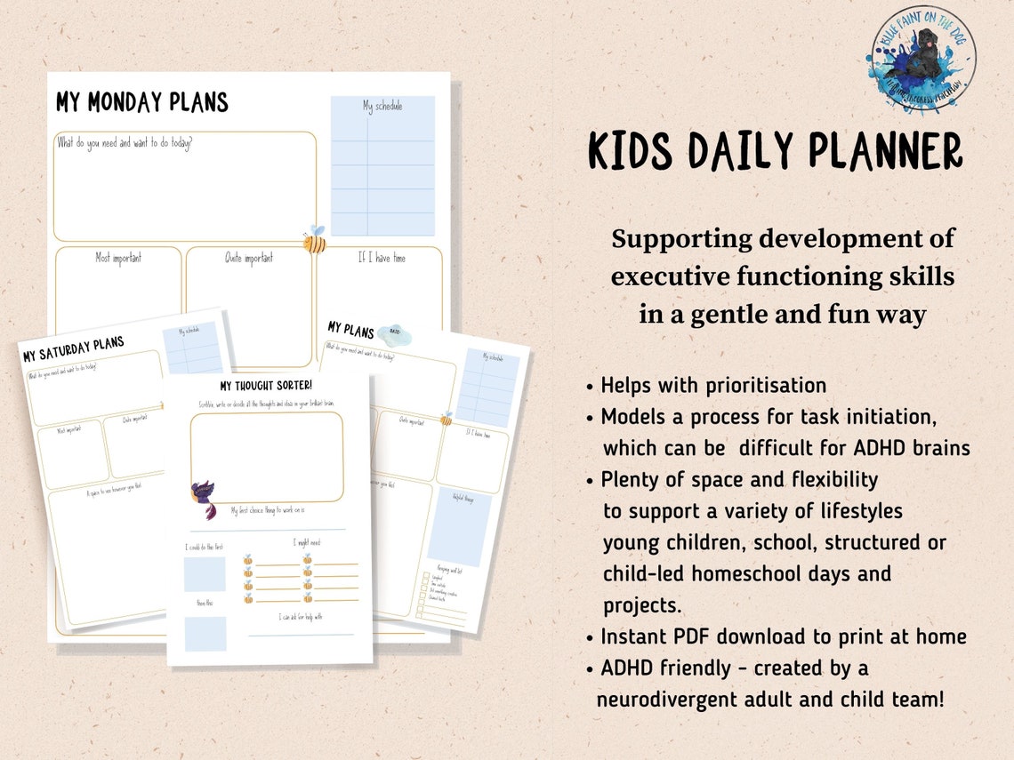 Kids ADHD Planner Printable Daily Pages Bundle A4 US - Etsy UK