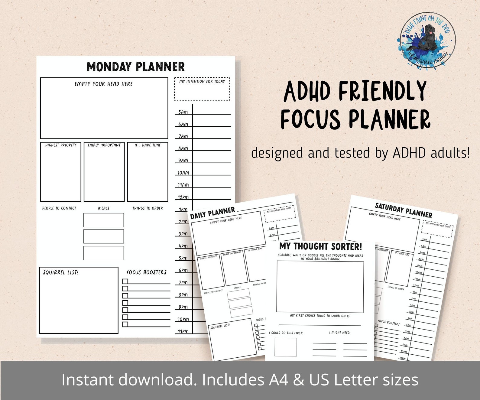 ADHD Planner Printable, Hourly Planner Adult Adhd Daily Schedule ...