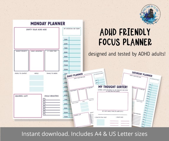 ADHD Planner Printable Hourly Planner Daily Schedule Adhd to - Etsy
