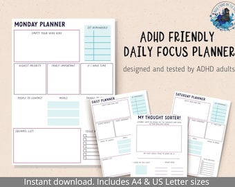 Printable ADHD Daily Planner Page Bundle, Digital Download, to Do List ...