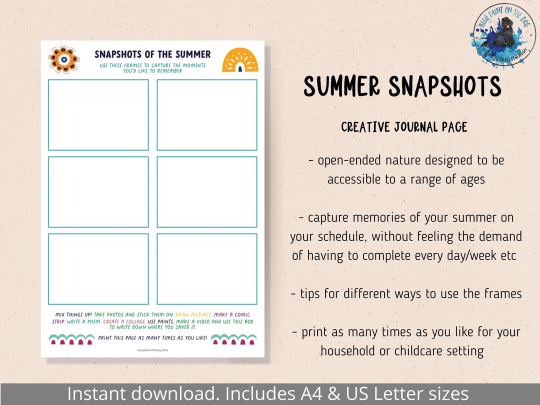 Printable Summer Journalling Page | for Kids | for Families | Summer ...