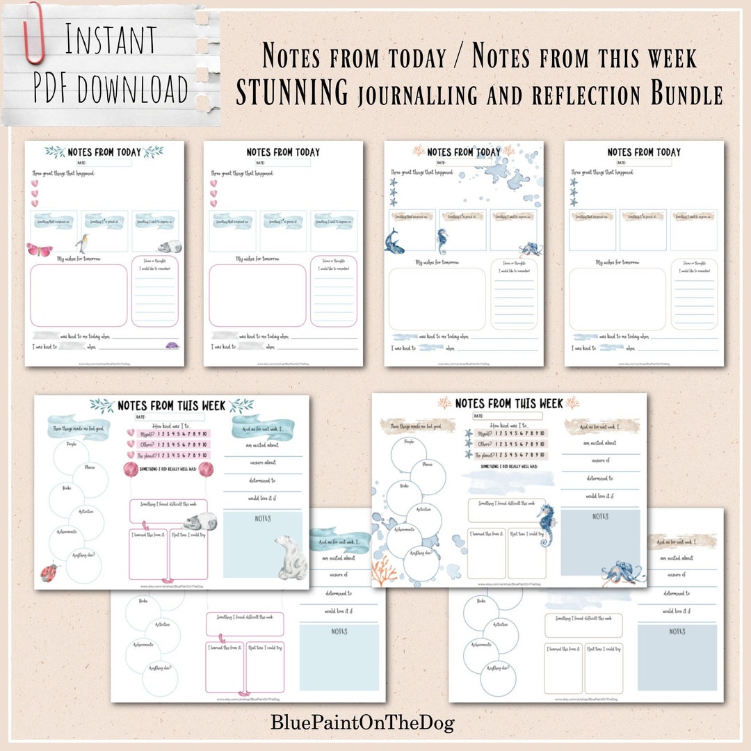 Printable Mindfulness Journal, Daily Reflection, Kids, Adults, Family ...