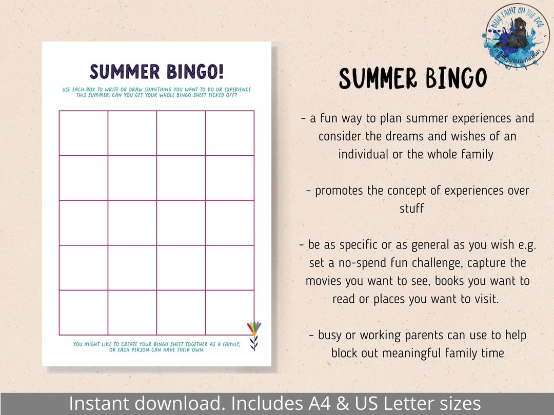 Printable Summer Bingo Bucket List | for Kids | for Families | Summer ...
