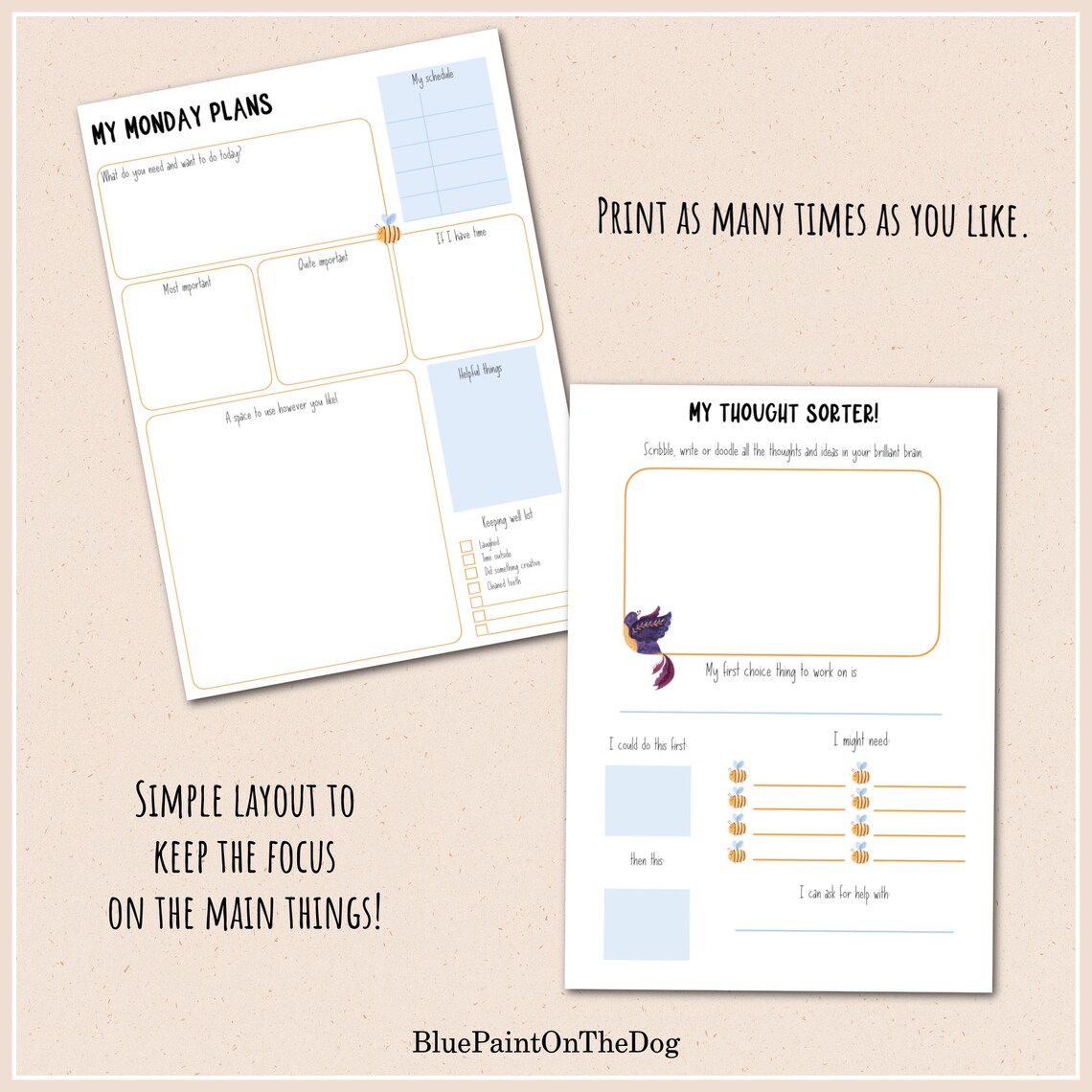 Kids ADHD Planner Printable Daily Pages Bundle A4 US - Etsy UK