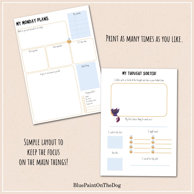 Kids ADHD Planner - Printable Daily Pages Bundle | A4 | US Letter - Etsy UK