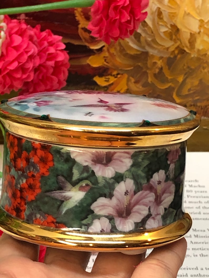 Vintage Lena Liu Ceramic Music Box, Flower Bird Decor - Etsy