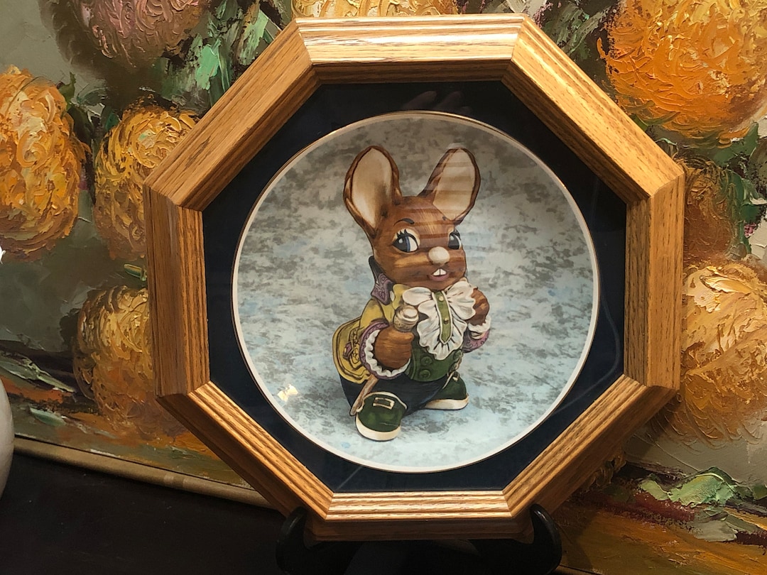 Vintage Pendelfin Rabbit Father Plate, Wooden Frame, Limited Edition ...