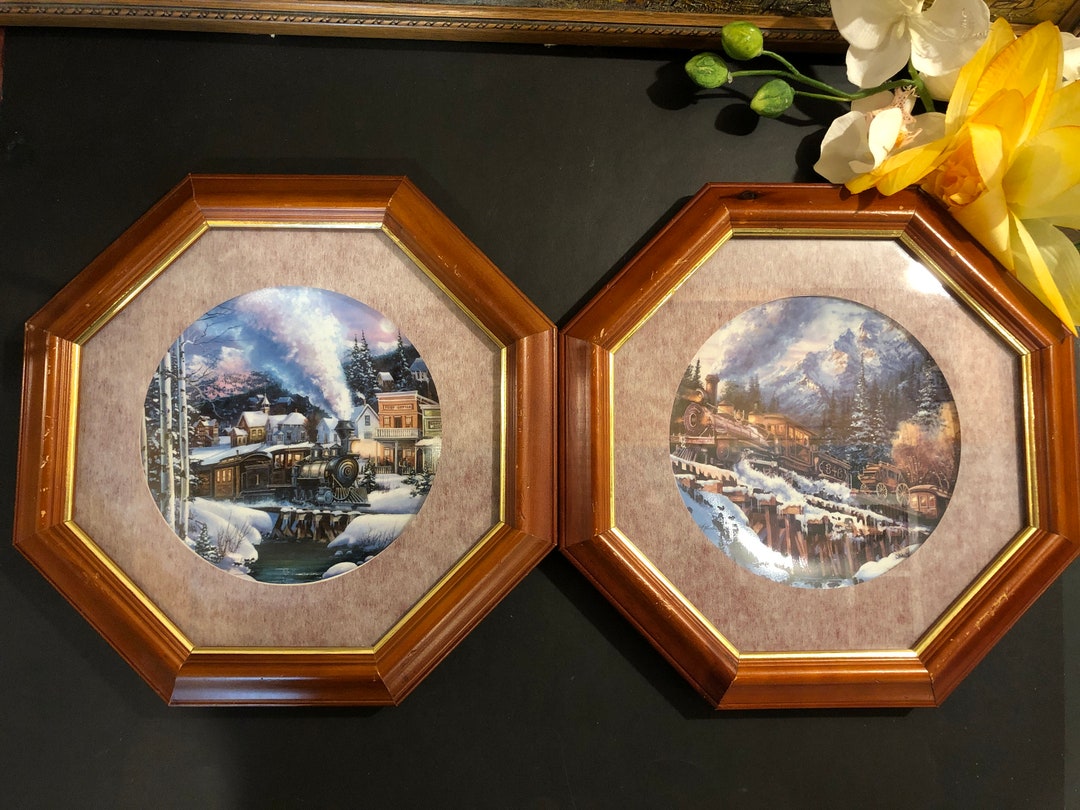 Vintage Bradford Plates Wooden Frames Glass Covers, Set of 2 ...