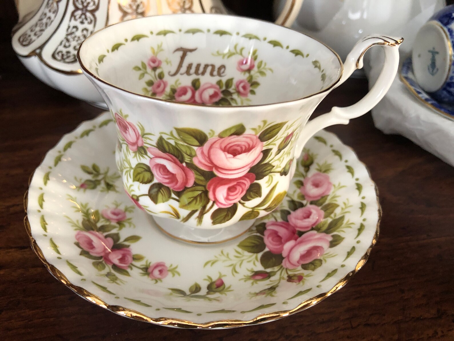 Royal Albert june Bone China Teacup and Saucer, Roses, Flower of the ...