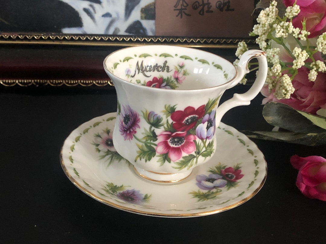 Royal Albert "march" Bone China Teacup and Saucer, Anemones, Demitasse ...