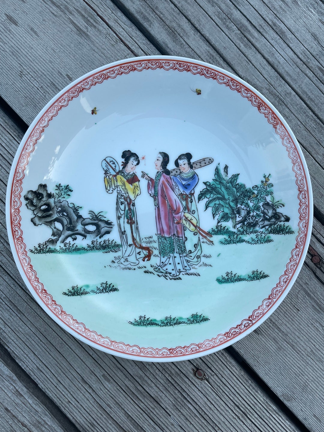 Vintage Minguo Chinese Plate, Hand-painted Beauties, Collectible Wall ...