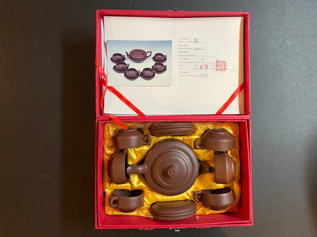 Chinese Purple Clay Tea Set, Set of 13, Yixing Zisha Teapot Tea Cups ...