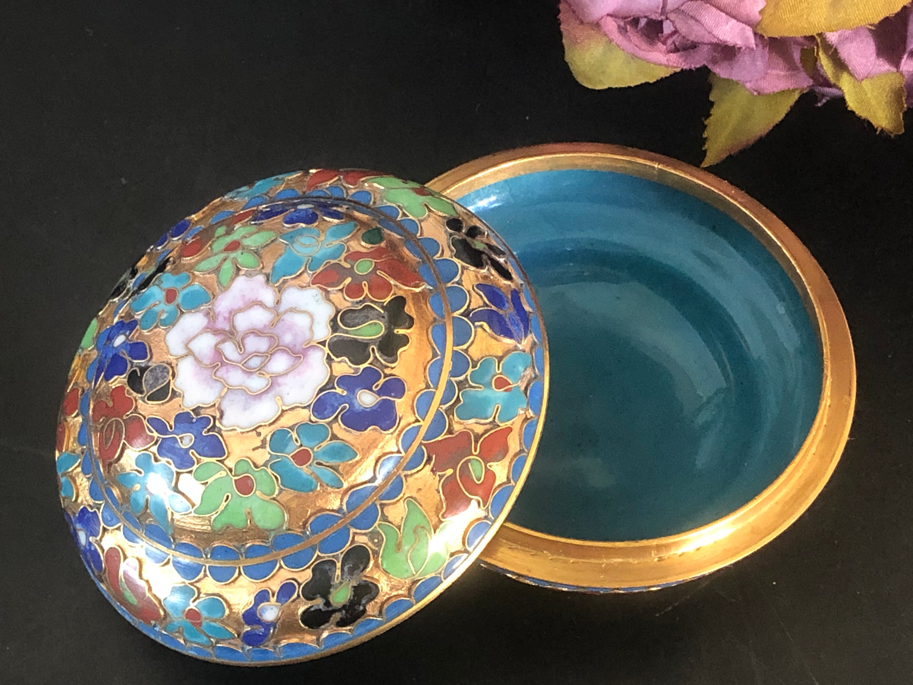 Vintage Chinese Cloisonne Box Hand Made Brass Flower Box | Etsy
