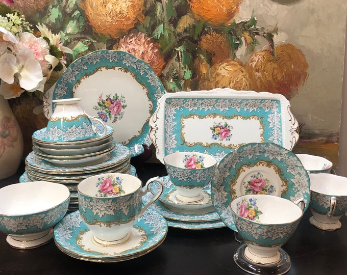 Royal Albert Moss Rose 55 Piece Dinner/tea Service for 8 With Rare Wide ...