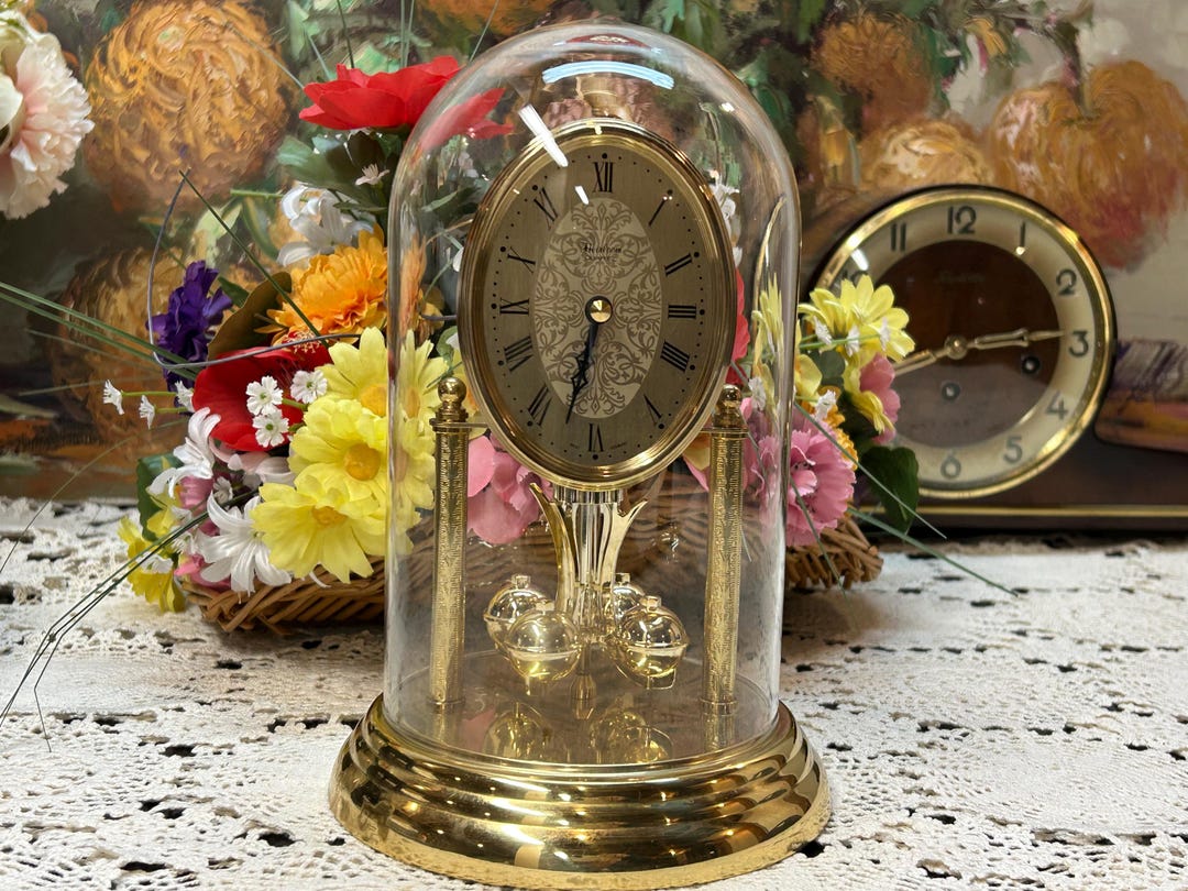 Vintage West Germany Clock, German Heirloom Battery Clock, Large Brass ...