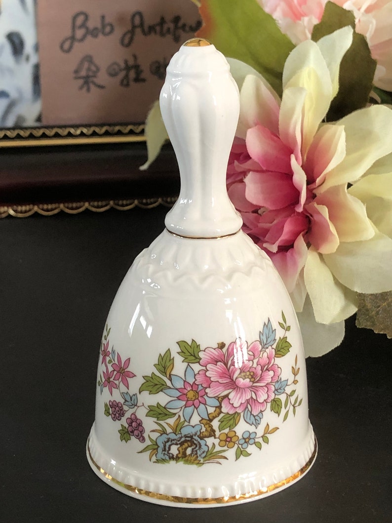 Vintage Paragon Fine Bone China Bell, Pink Floral, Made in England - Etsy
