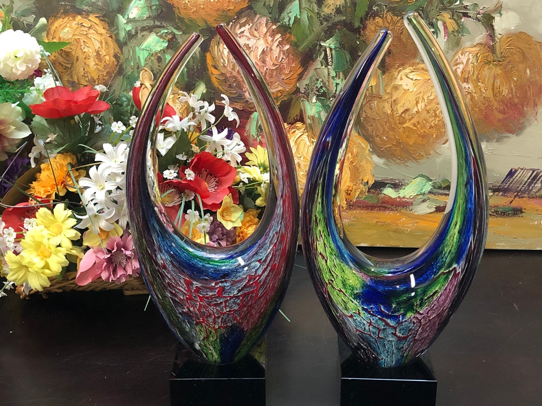 Glass Trophy, Multi Colored Glass Art Sculpture, Crystal Trophy, Glass ...