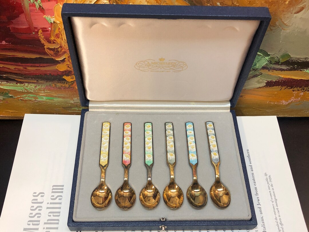 Vintage Denmark Sterling Spoons W Box, Danish A. Michelsen Sterling ...