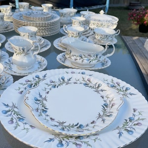 Vintage Royal Albert Brigadoon Tea Set, Bone China, Blue Floral, Gold ...