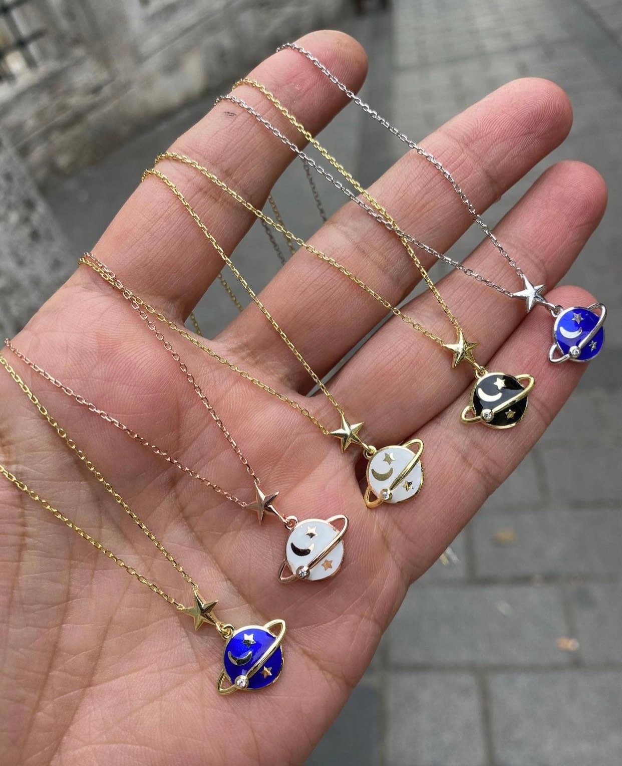 Collier Saturne Collier Argent Collier Planète Collier - Etsy France