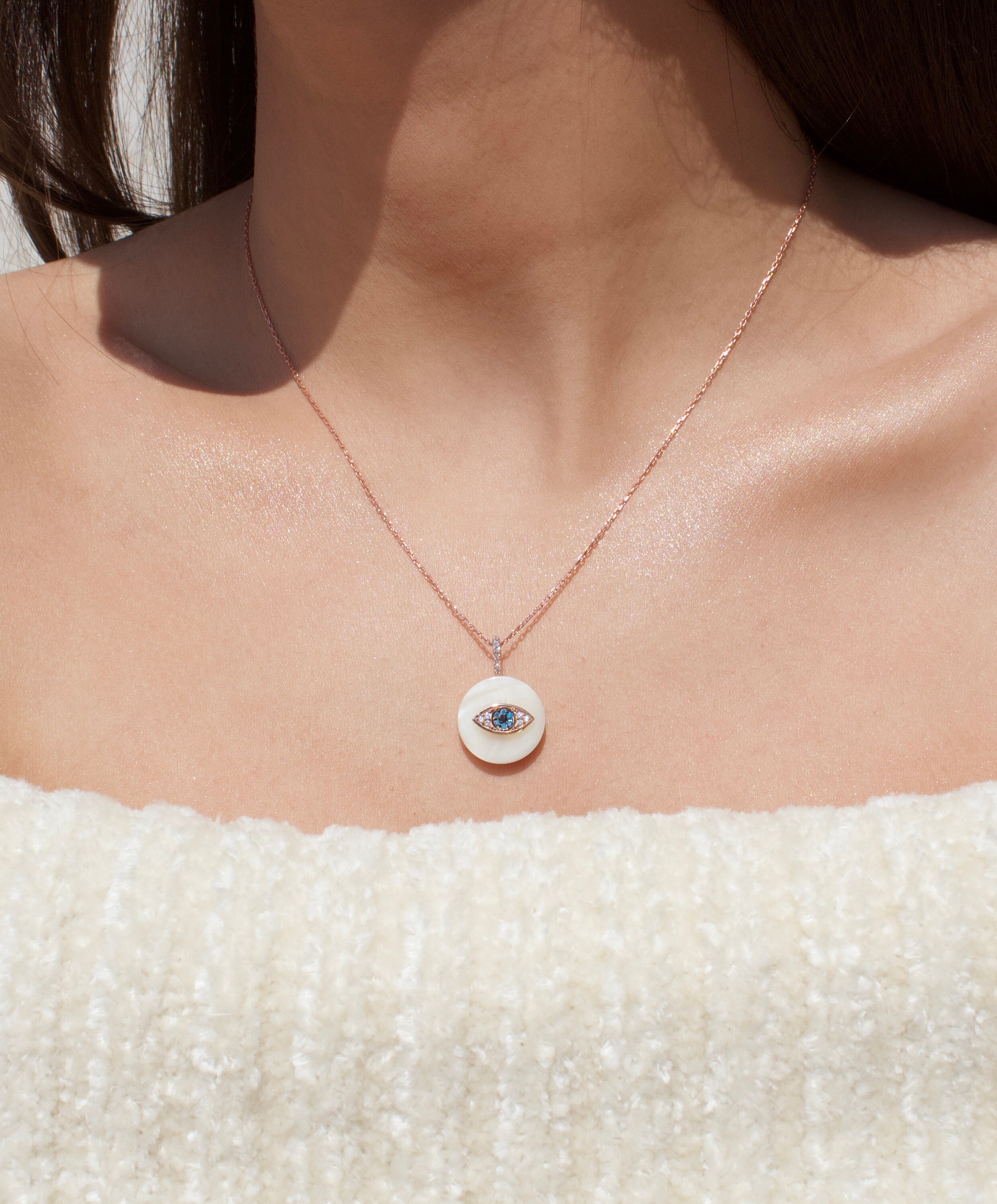 Collar de ojos collar de ojos nacre collar de ojos de plata | Etsy