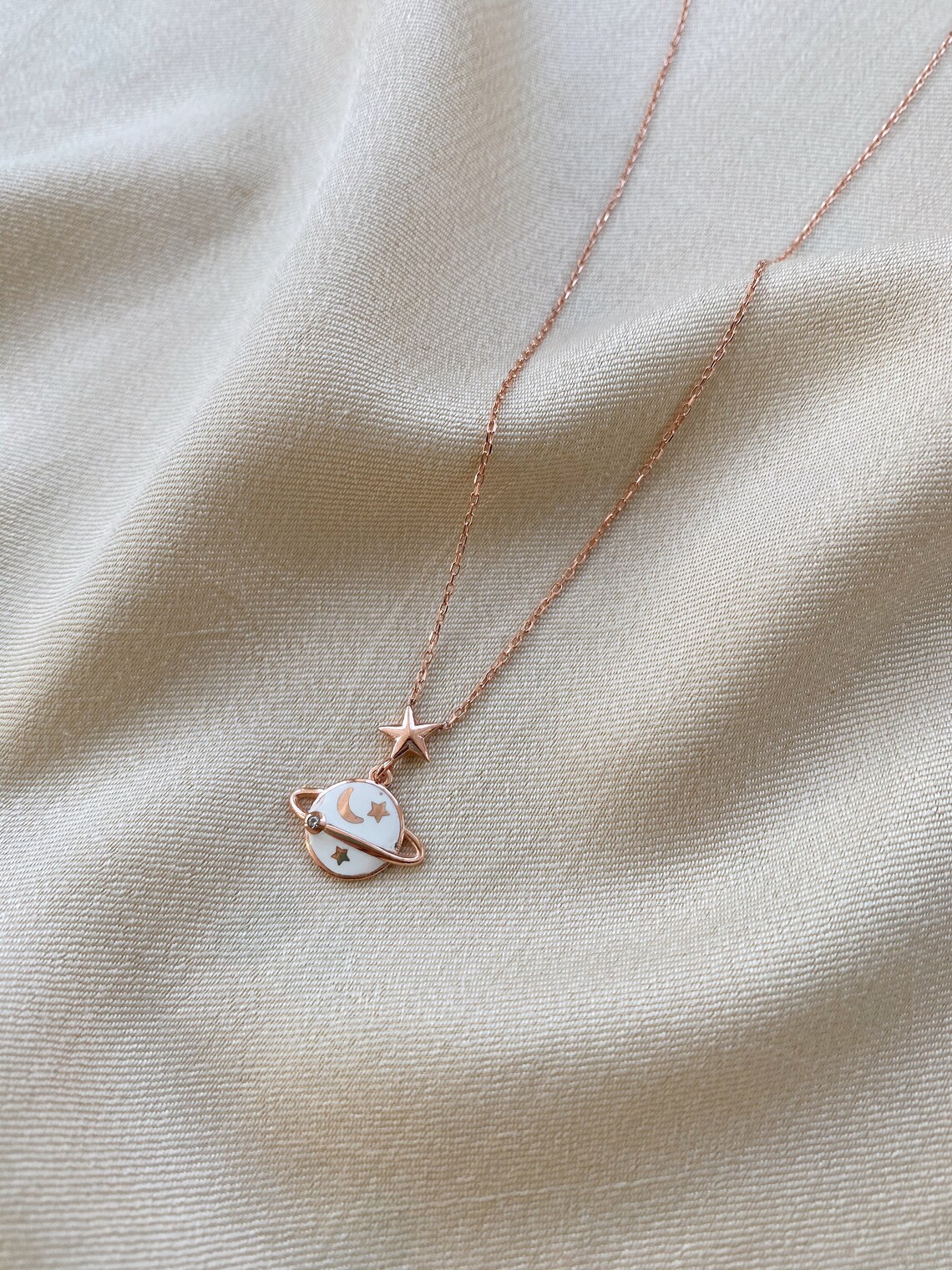 Collier Saturne Collier Argent Collier Planète Collier - Etsy France