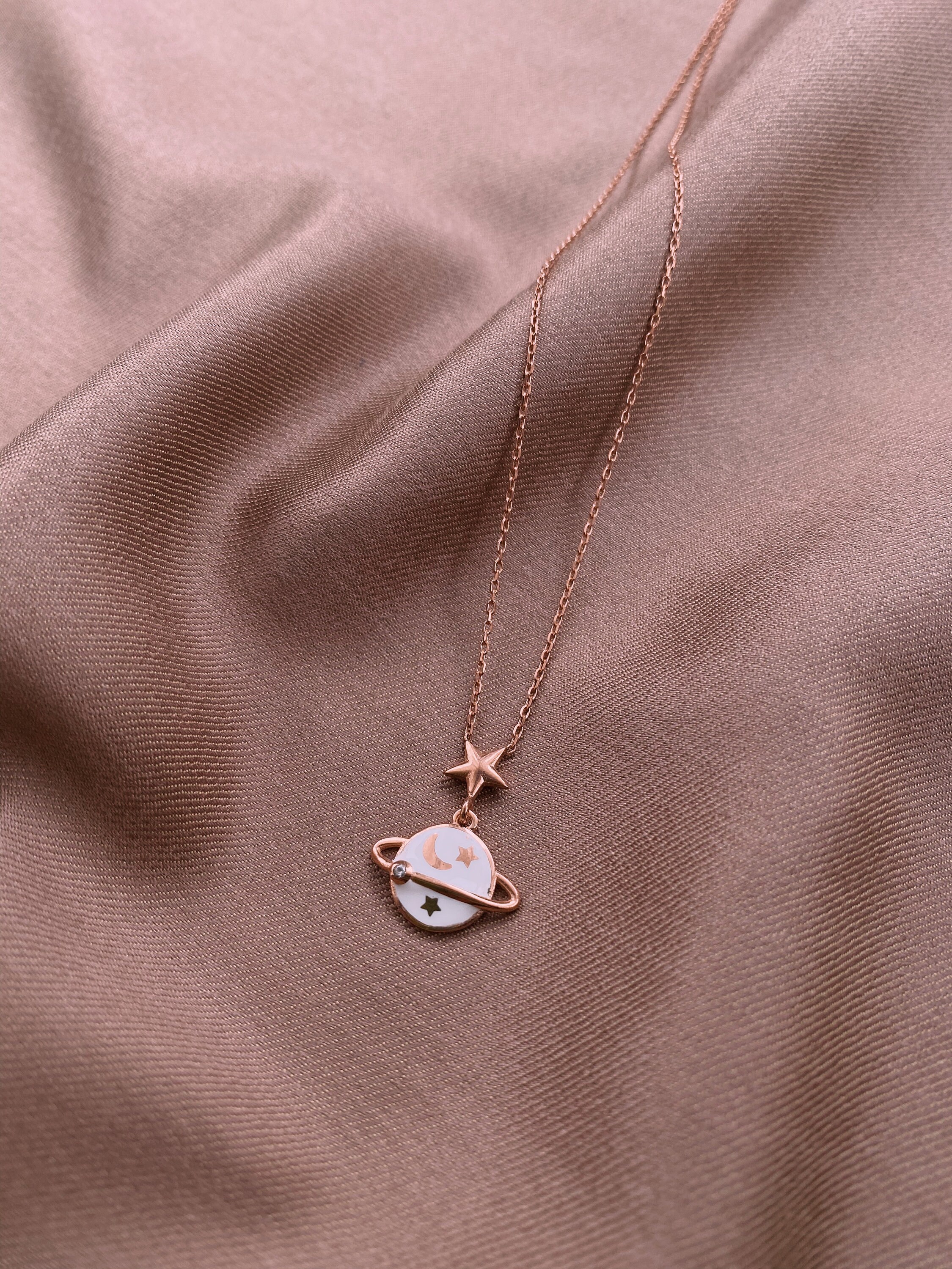 Collier Saturne Collier Argent Collier Planète Collier - Etsy France