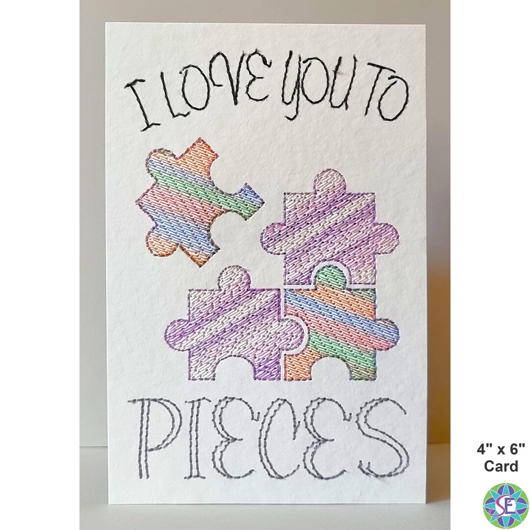 I Love You to Pieces Valentine Card: Valentines Embroidery Design (4x6 ...