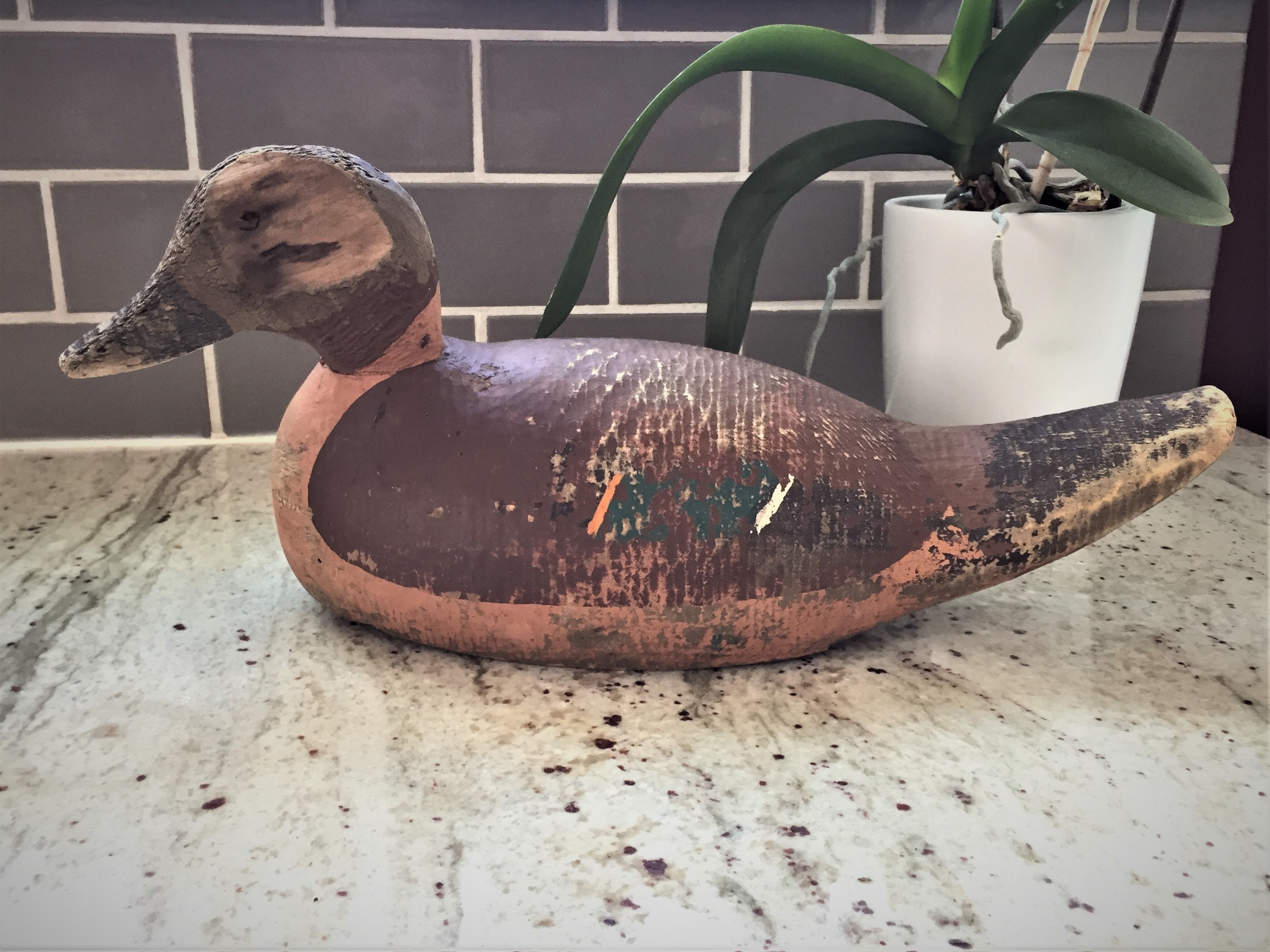 Antique Hand Carved Wooden Working Duck Decoy/man Cave, Den, Cabin or ...