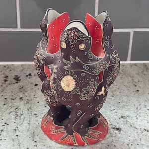 Antique Japanese Three Dancing Frogs Spill Vase 1920s - Etsy