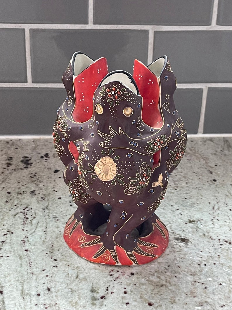 Antique Japanese Three Dancing Frogs Spill Vase 1920s - Etsy