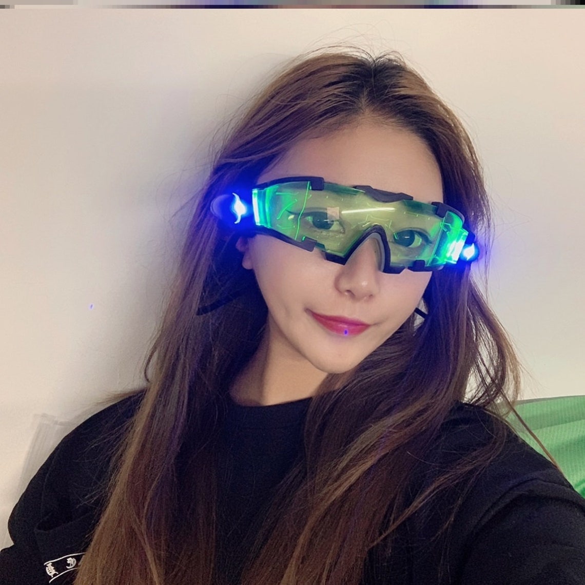 Led Glasses Cyberpunk Maskcyberpunk Mask2077 Halloween Glow Etsy